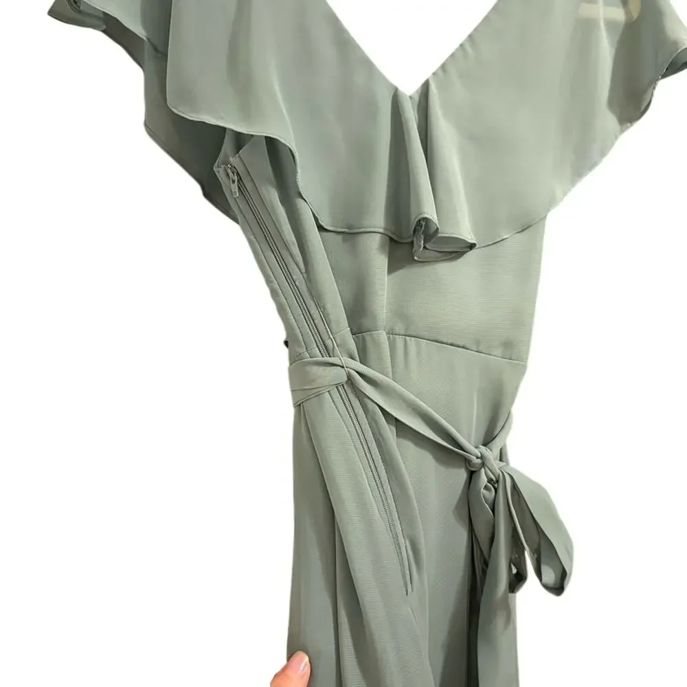 Birdy Grey | Dresses | Birdy Grey Sage Green Ruffle Wrap Maxi Dress ...